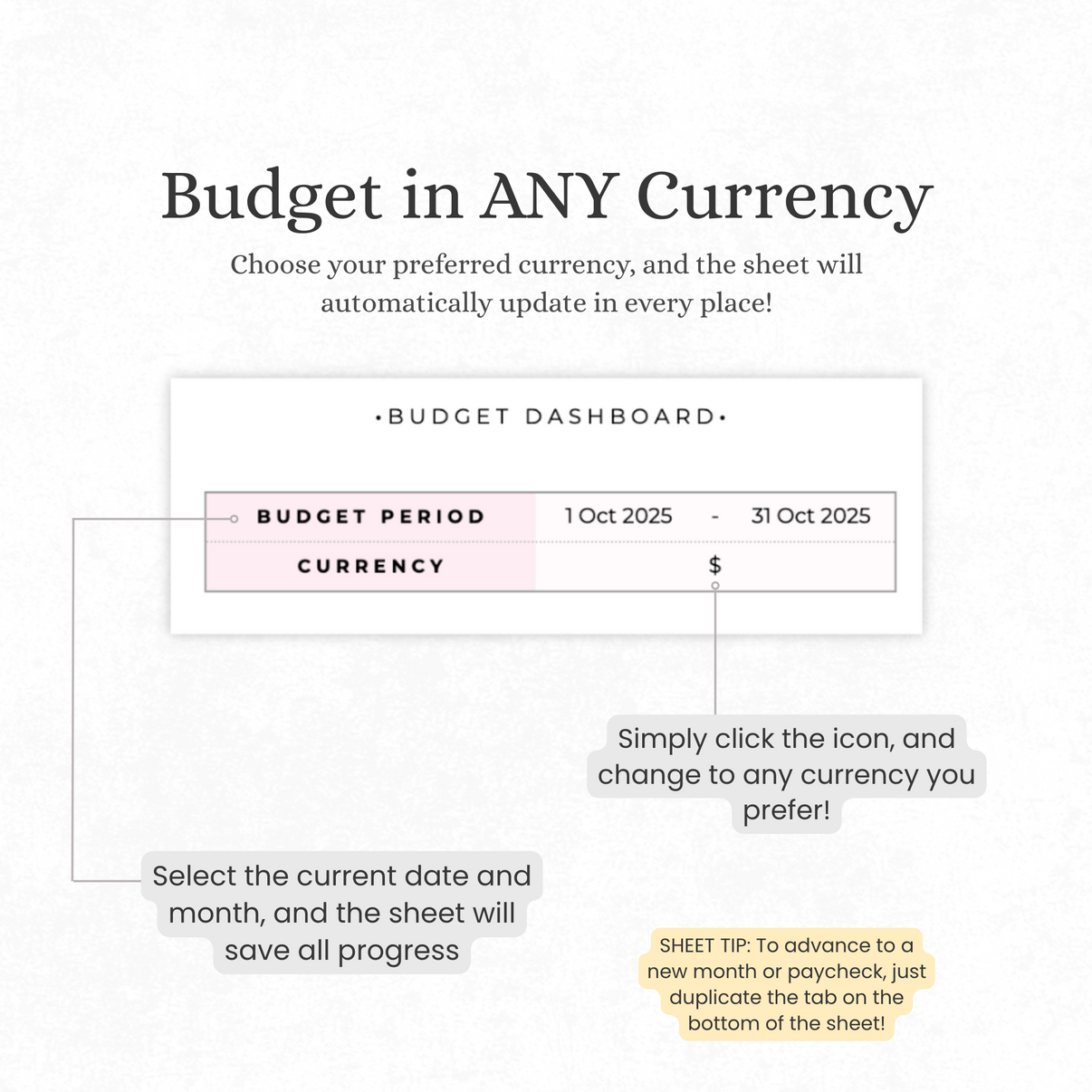 The Budgeting template for Excel & Google Sheets (all currencies ...